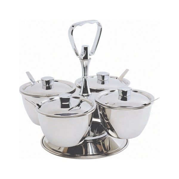 Stainless Steel Revolving Relish Server; 4-Way - MM Catering Wholesale