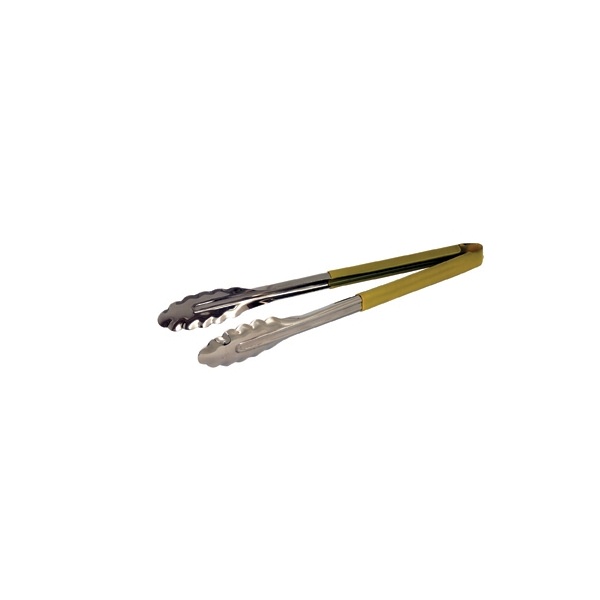 Genware Colour Coded Stainless Steel Tongs; 31cm Yellow - MM Catering ...