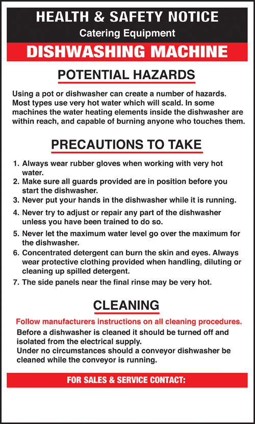 Dishwashing machine safety notice - MM Catering Wholesale